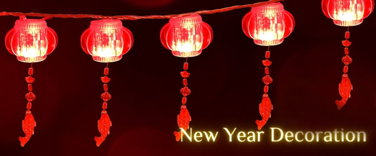 红灯笼 水晶鱼 Double LED RED Lantern String Light CNY Decoration Light ...