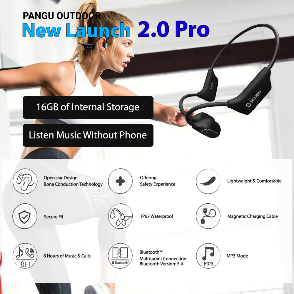 PANGU Bone Conduction Headphones Bluetooth Headphone Wireless Open Ear ...