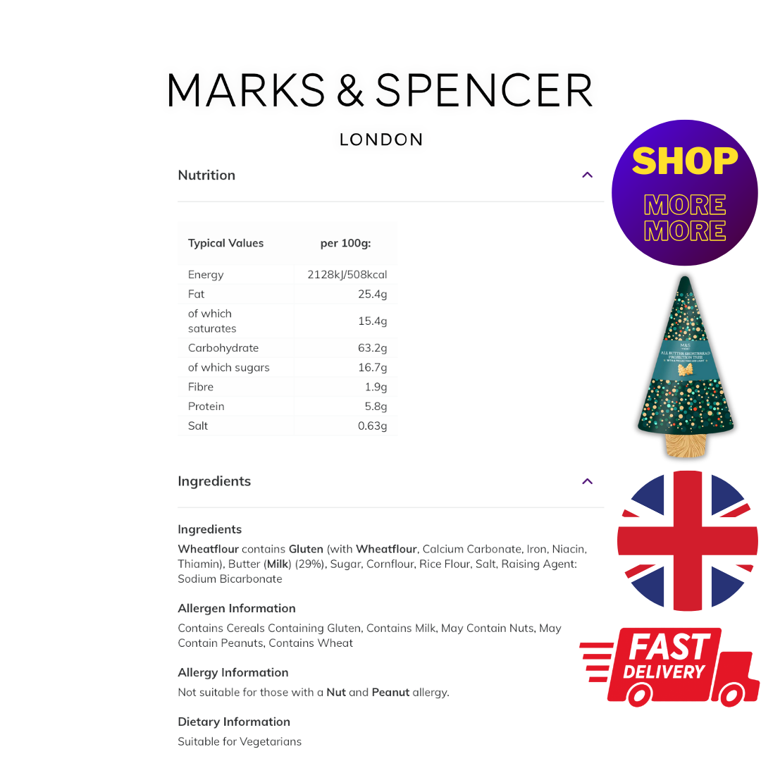 [Christmas Gifts🎁] 🇬🇧 M&S Premium All Butter Shortbread Projection ...
