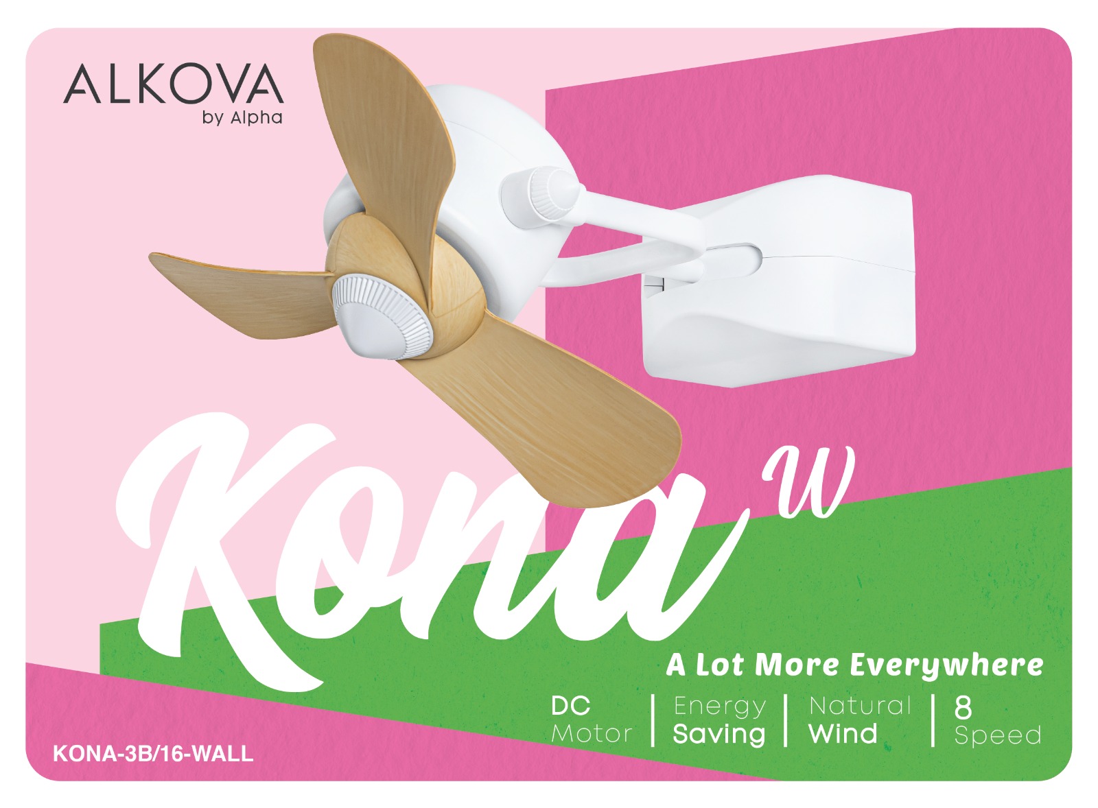 ALPHA KONA W Alkova Kona Corner Fan Wall Fan with Remote Control ...