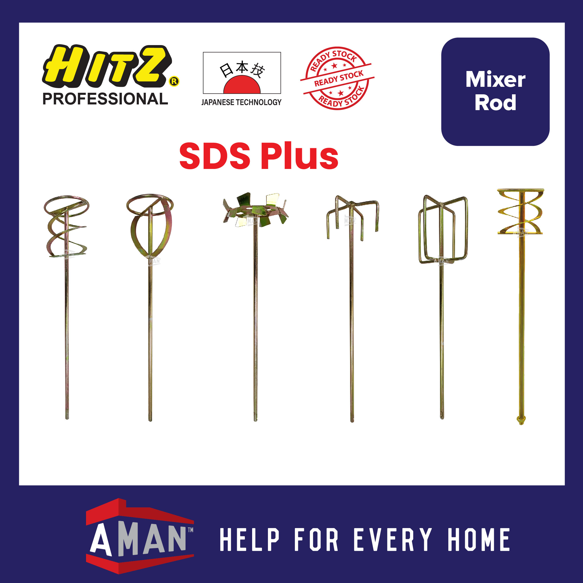 HITZ SDS Plus M12 M14 Cement Paint Plaster Mixer Spiral Concrete Mixer ...