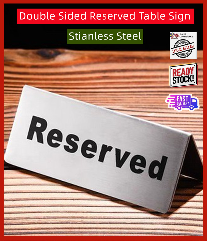 Double Sided Reserved Restaurant Stainless Steel Table Sign Stainless ...