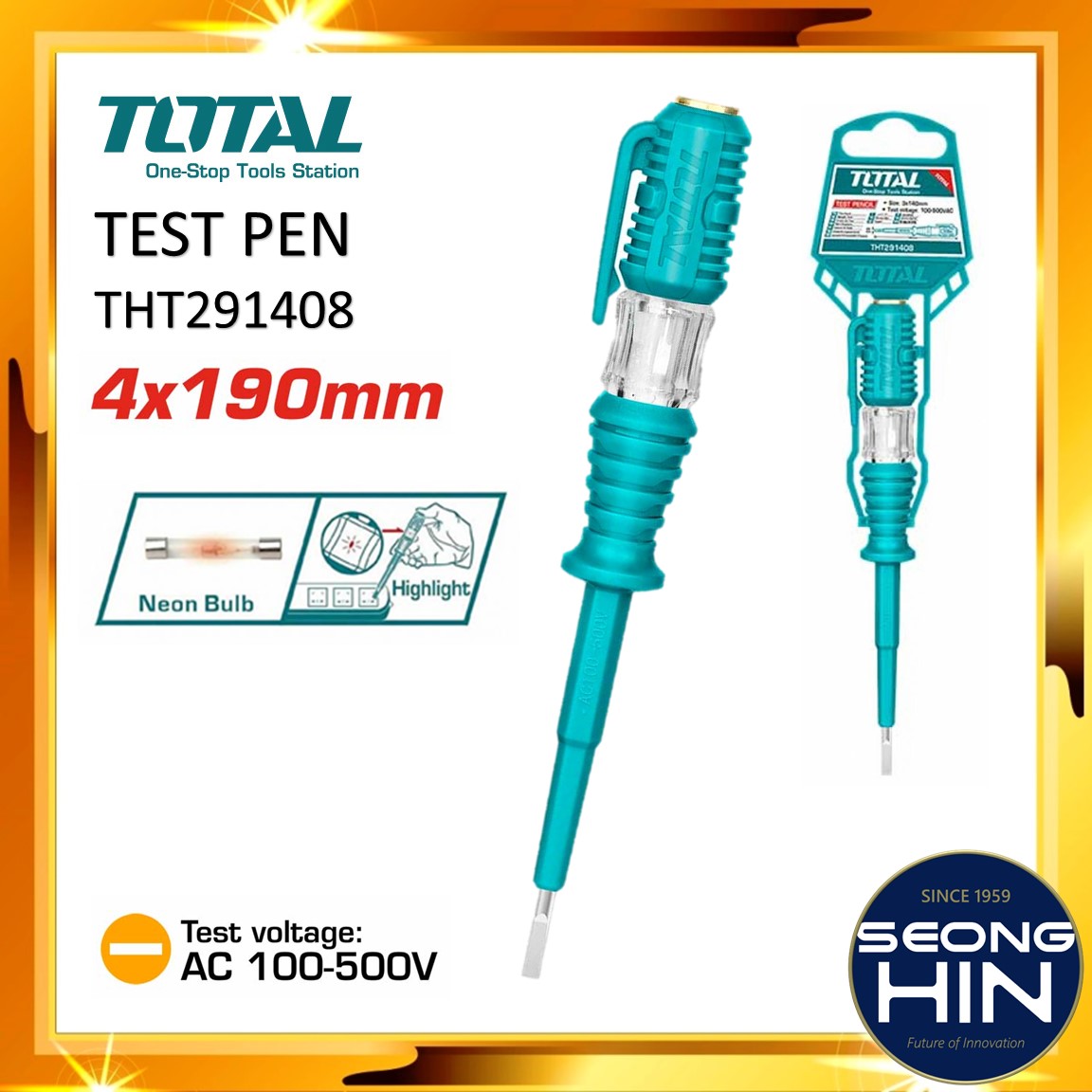 TOTAL Test Pen AC 100V - 500V THT291408 THT291908 Electrical Tester ...