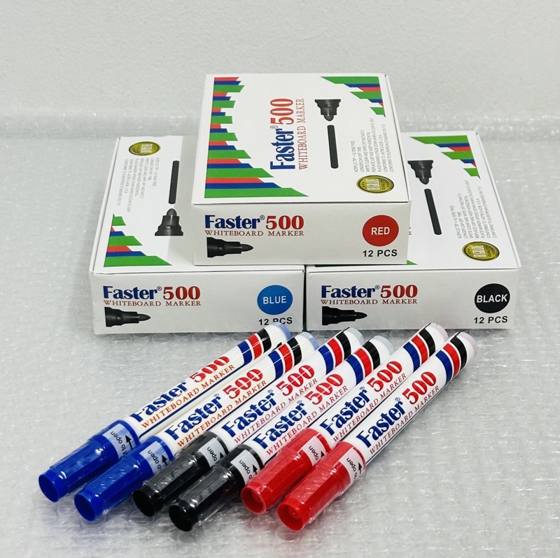 FASTER 500 WHITEBOARD MARKER PEN 12PCS/BOX_RED MARKER / BLUE MARKER ...