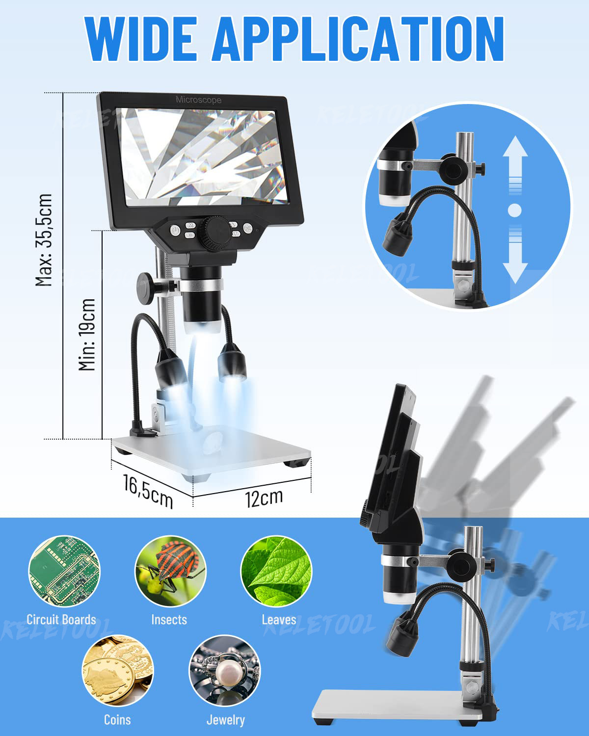 G1200 1200X HD Digital Microscope 7inch LCD Screen Professional ...