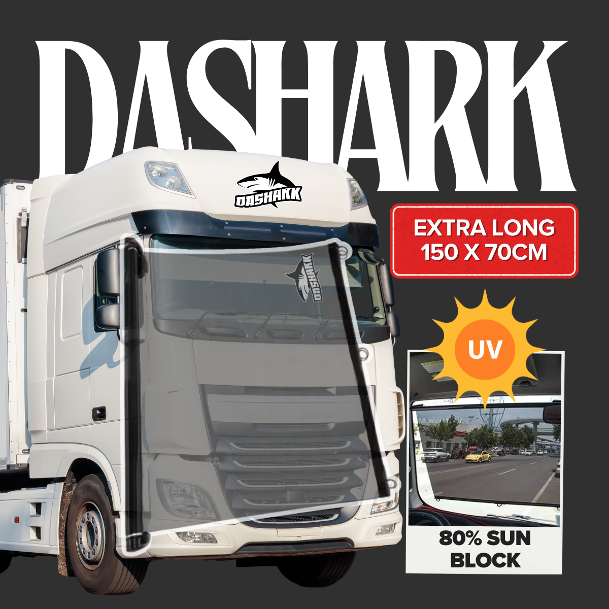 DASHARK Retractable Lorry Sunshade Black Tinted Lori Bus Windscreen Sun ...