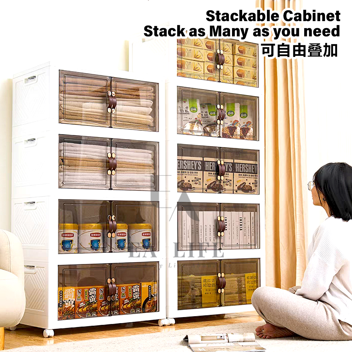 Foldable Clothes Cabinet Storage Box Stackable Box Organizer Storage ...