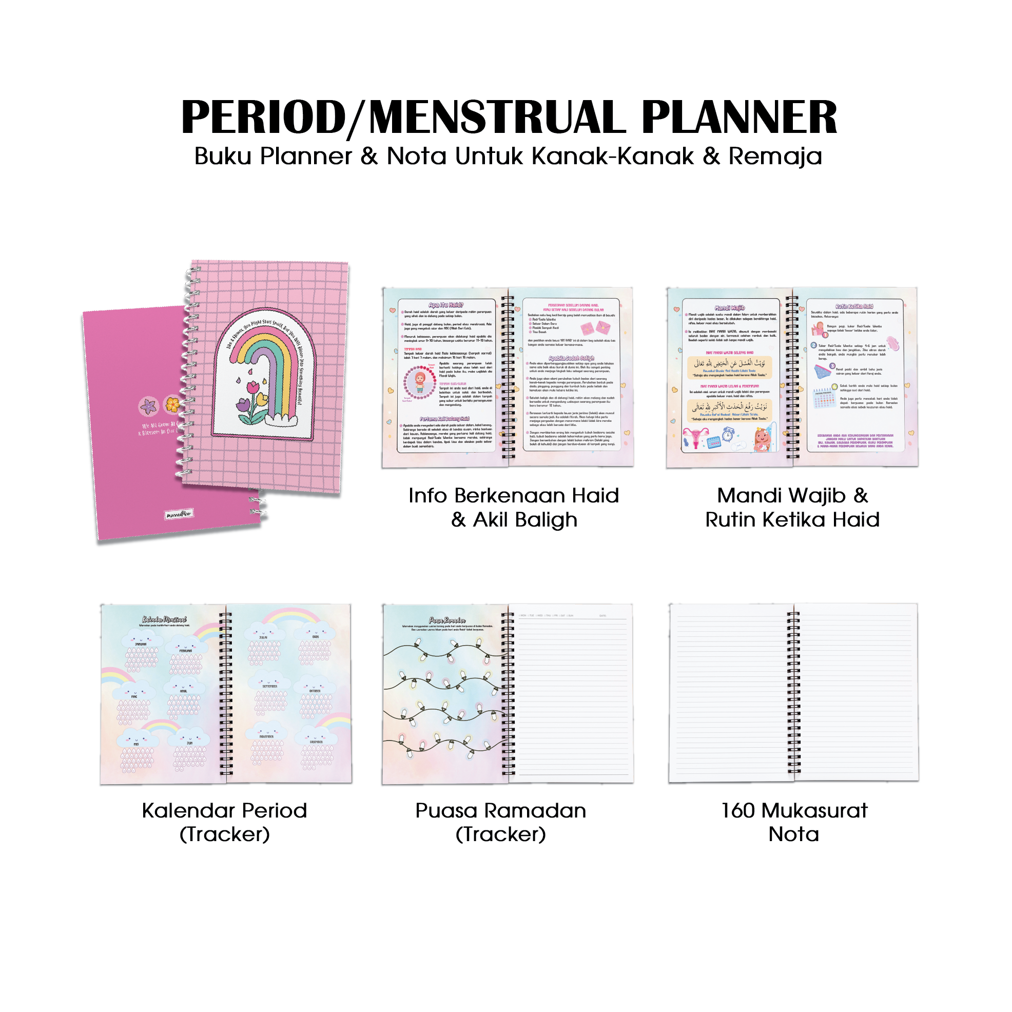 PERIOD Planner 2025 Monthly Diary Buku Nota Cute Notebook Haid ...