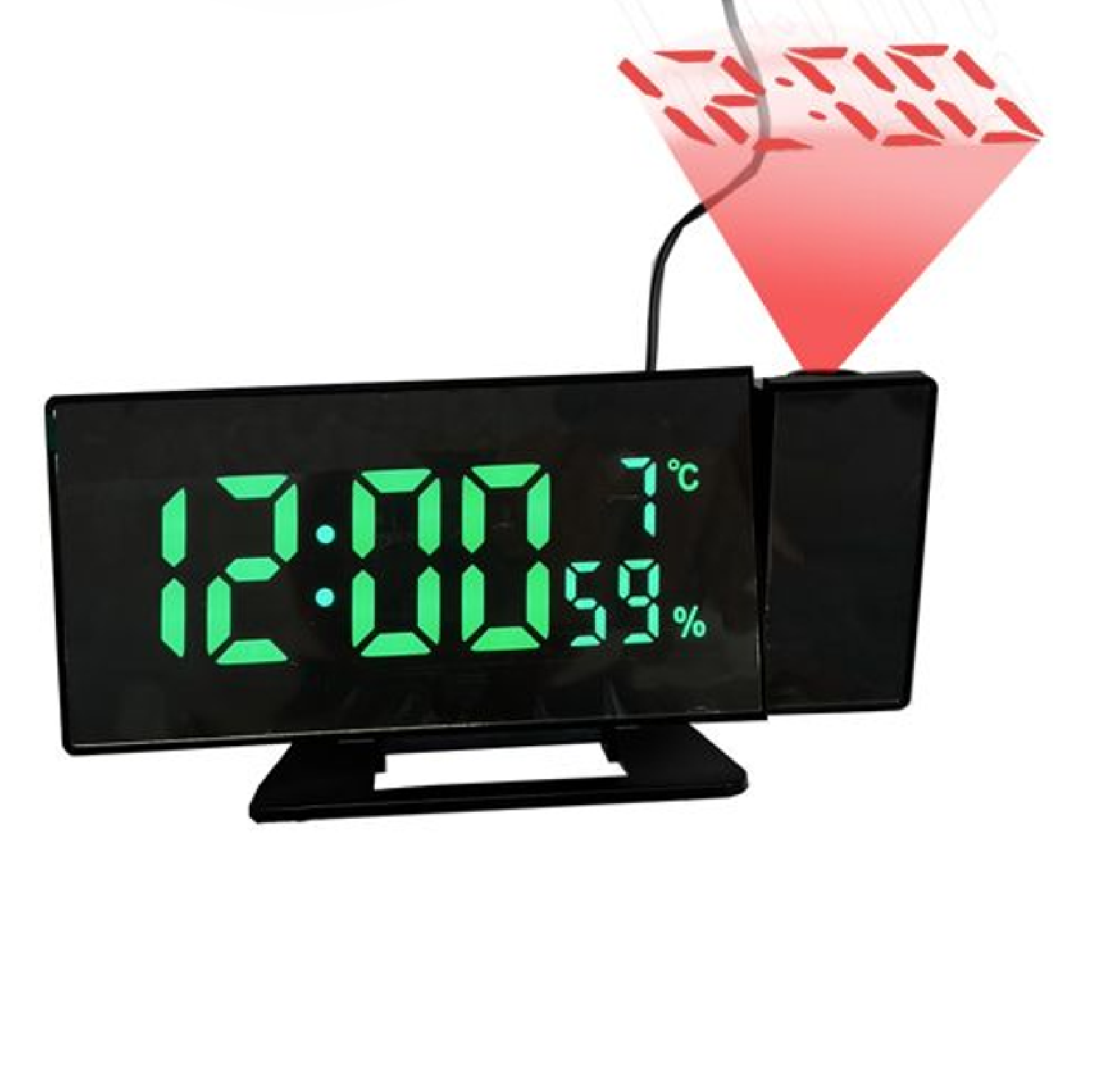 LED Digital Alarm Clock Projection Clock Ceiling with Time Temperature ...