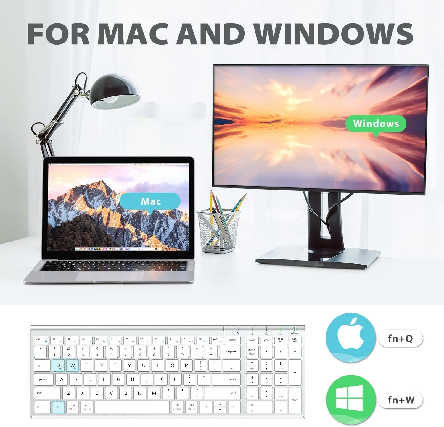 iClever GK03 Wireless Keyboard and Mouse Combo - 2.4G Portable ...