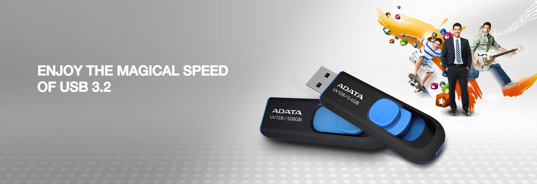 ADATA Pendrive USB 3.2 UV128 USB Flash Drives - Blue (32GB/64GB/128GB ...