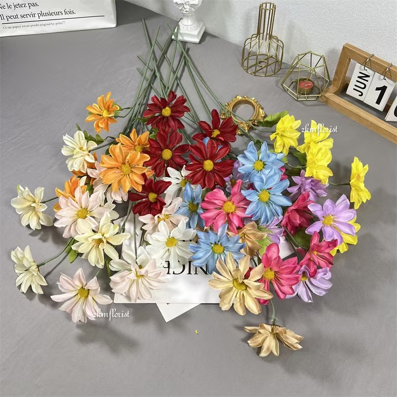 (5HEADS) FUJI CHRYSANTHEMUM Artificial Flower Bunga Plant Fake Orchid ...
