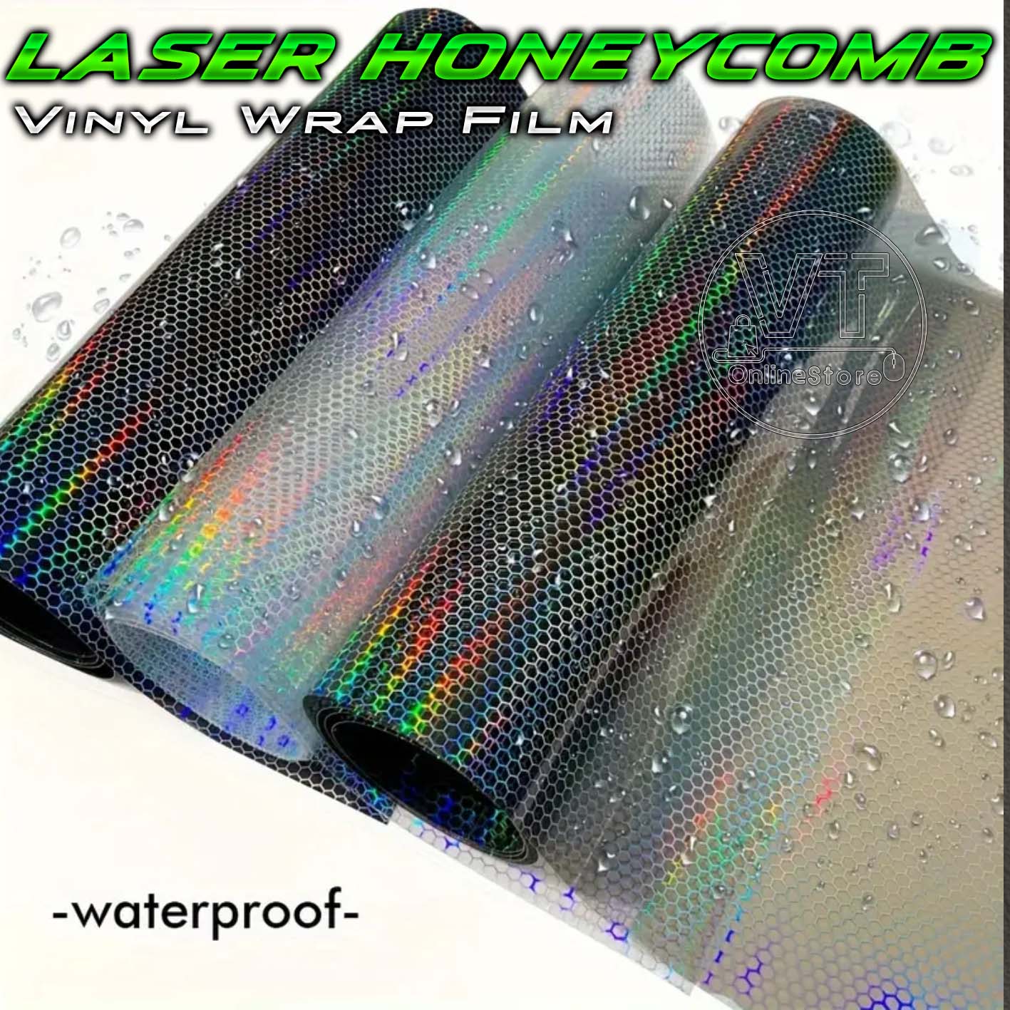 Car Laser Honeycomb Headlights Taillight Lamp Vinyl Wrap Tinted Lampu ...