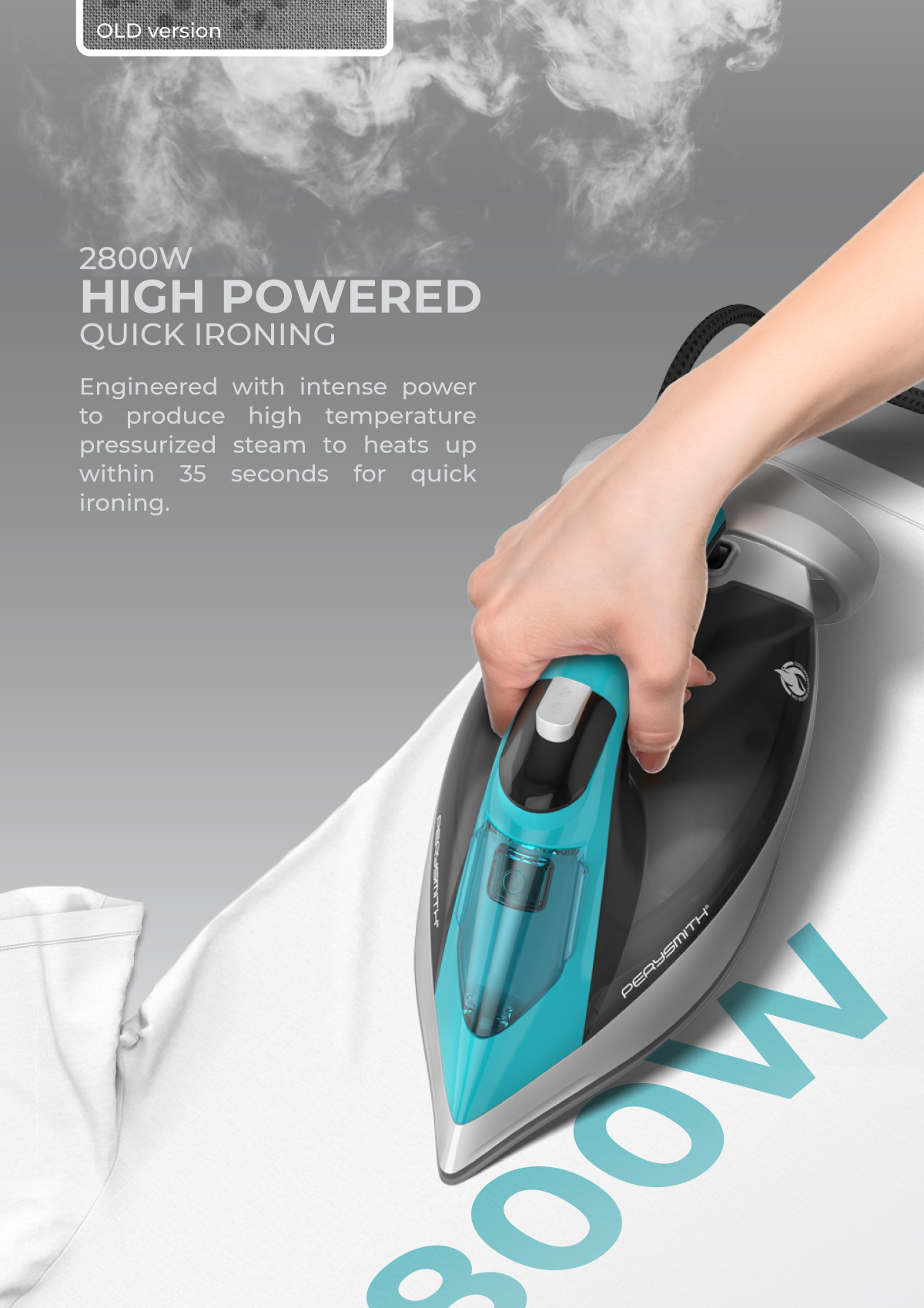 PerySmith E200 Max Anti Burns Guaranteed Steam Iron Steamcare Series ...