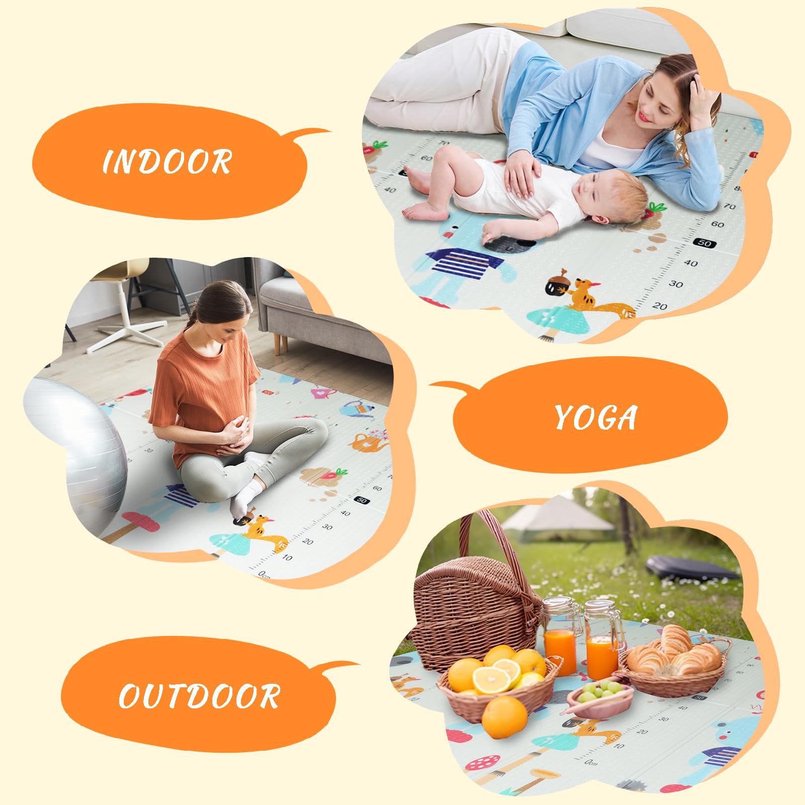 Baby Mat Large (180/200 & 180/150 cm) XPE Double Sided Playmat Baby ...