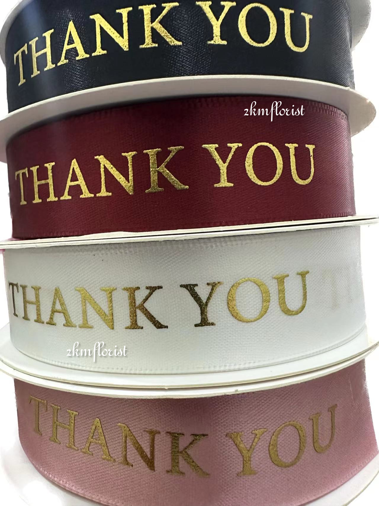 (22M)2.5CM THANK YOU Ribbon Reben Riben Gift Satin Organza Flower ...