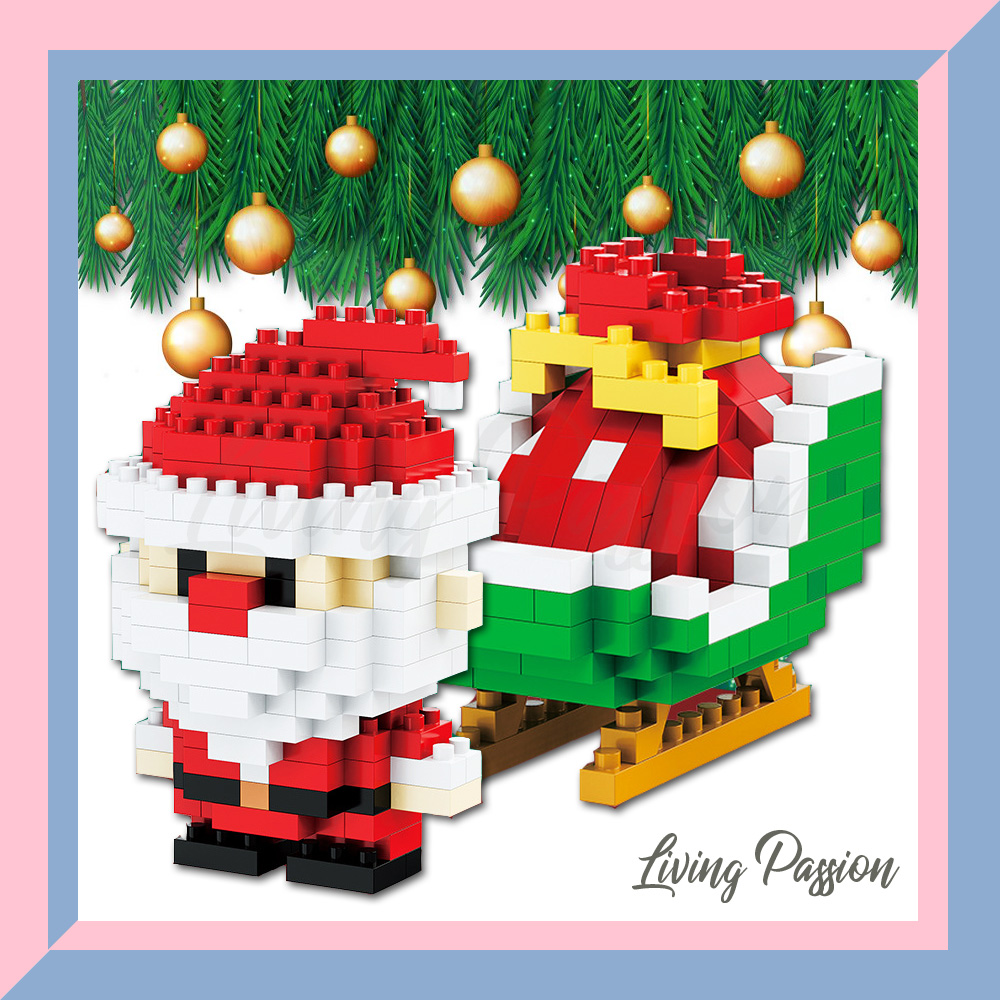 Mini Bricks Blocks Nano Santa Sleigh Christmas Tree Snowman Reindeer ...