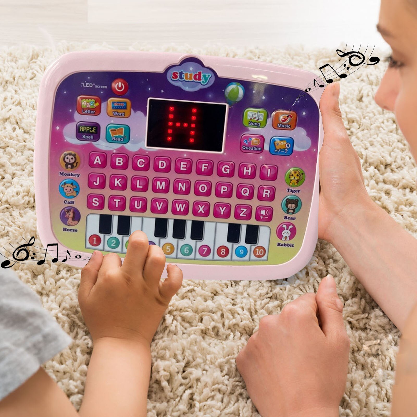 Kids Gift Mainan belajar LED Screen learning laptop toy alphabet tablet ...
