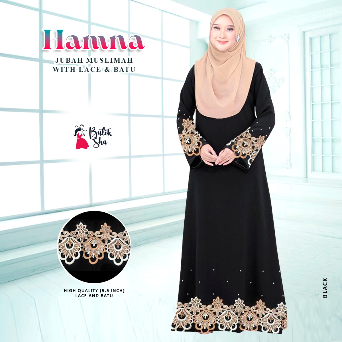JUBAH ABAYA AFIYAH LACE WITH BATU LATEST DESIGN OF RAYA 2025 | Shopee ...