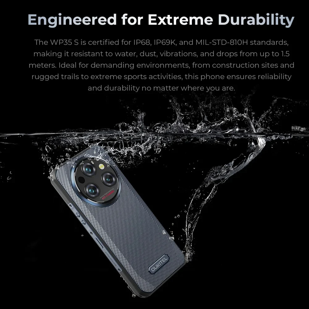 OUKITEL WP35S 4G Rugged Smartphone Android 14 11000mAH Battery 6.56 ...