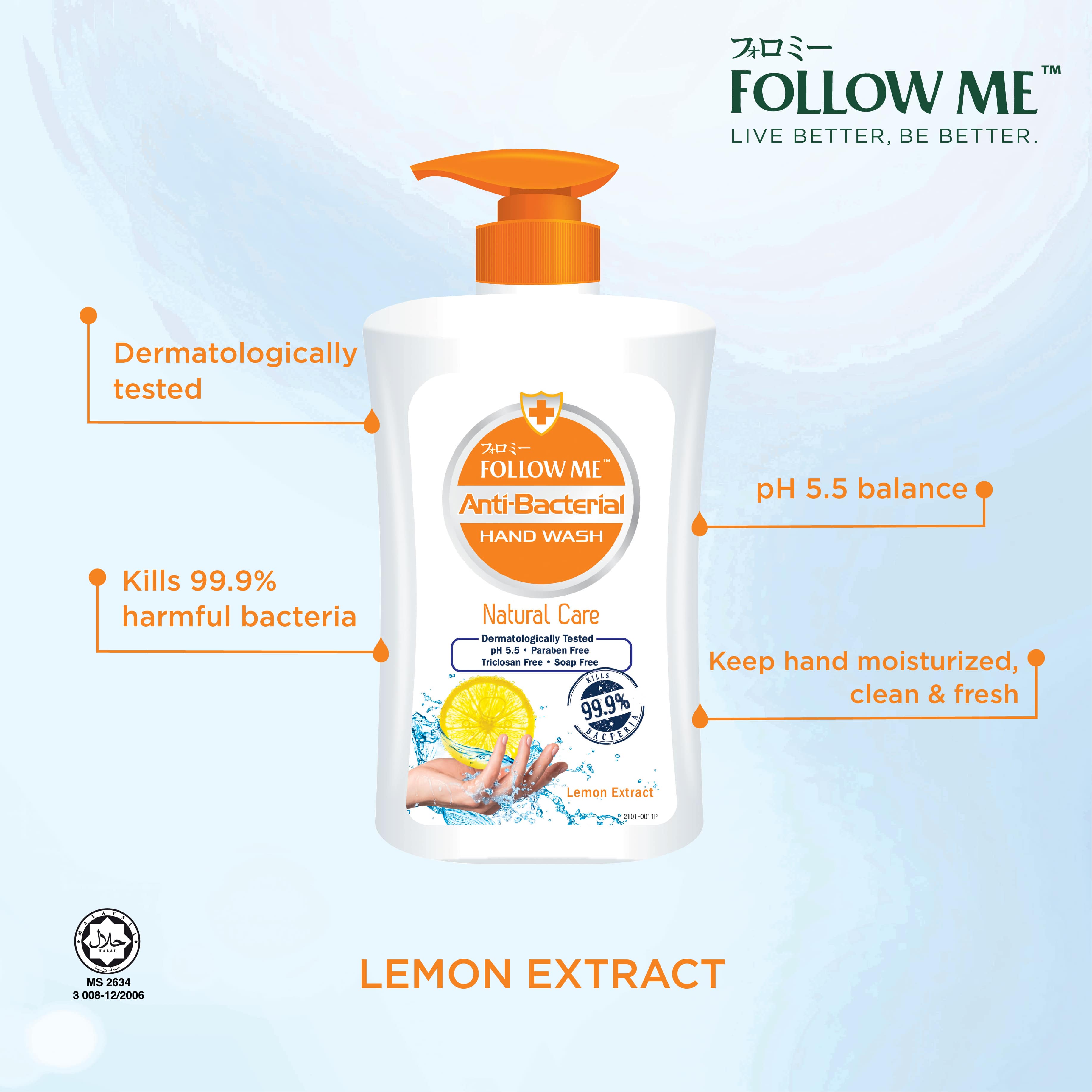 Follow Me Anti-Bacterial Hand Wash (Natural Care) 450ml | Shopee Malaysia