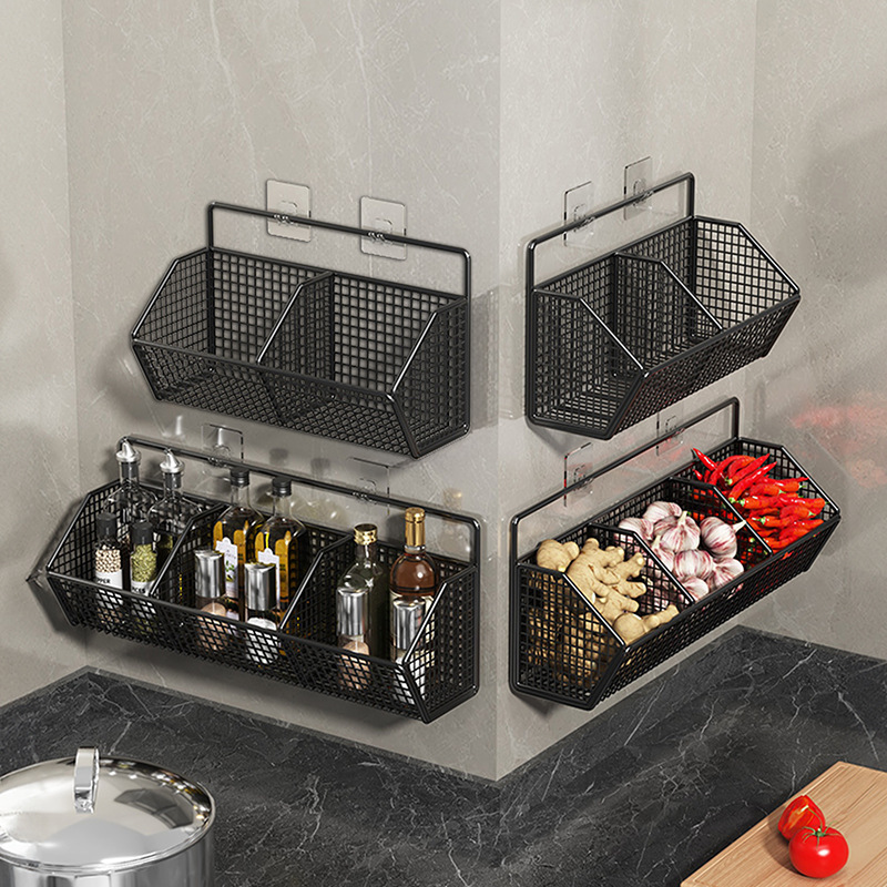 Kitchen Rack Wall Mounted Seasoning Storage Basket Onion Organizer ...