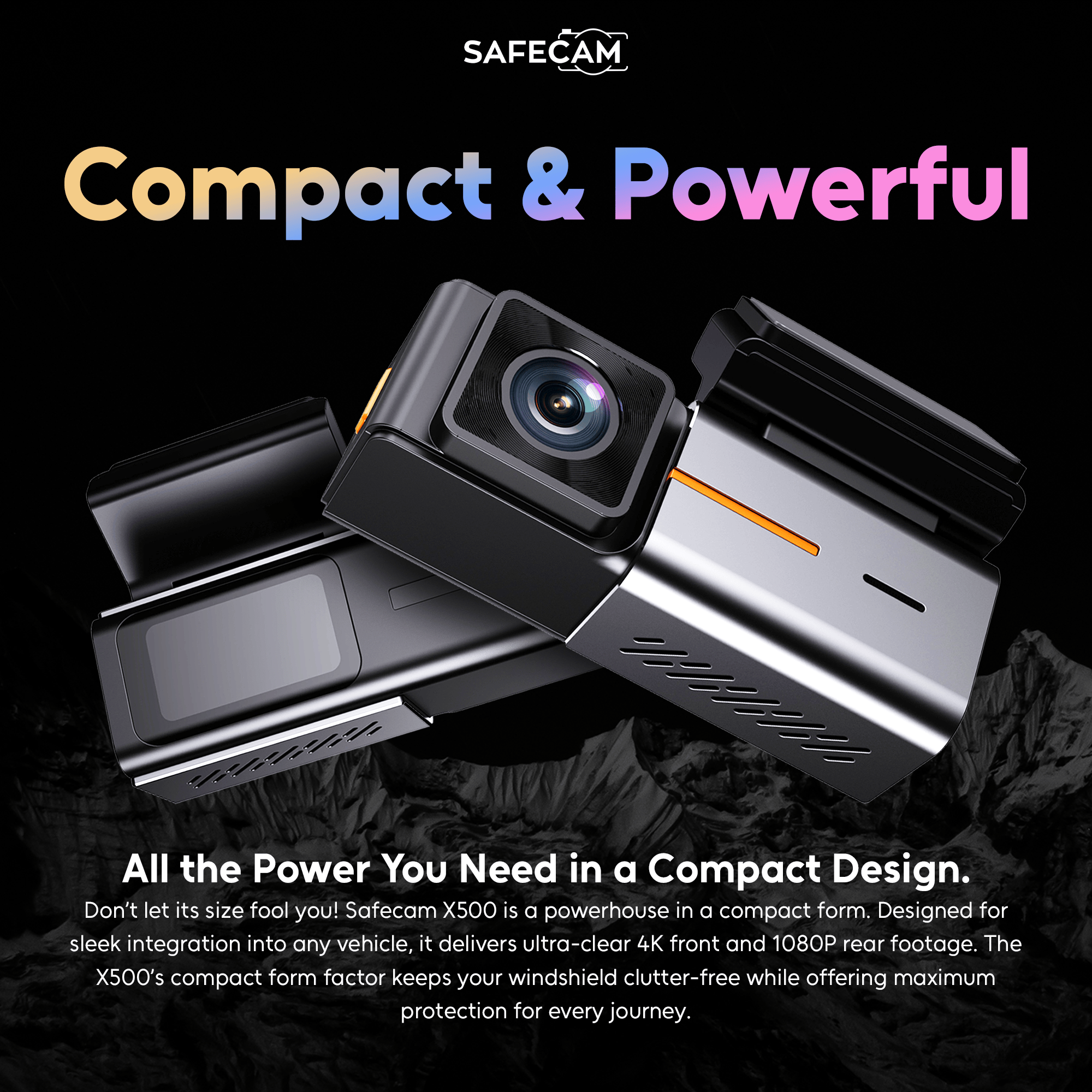 SAFECAM X500 4K Compact Dashcam WIFI Dual-Channel Dashcam 2160P Front ...