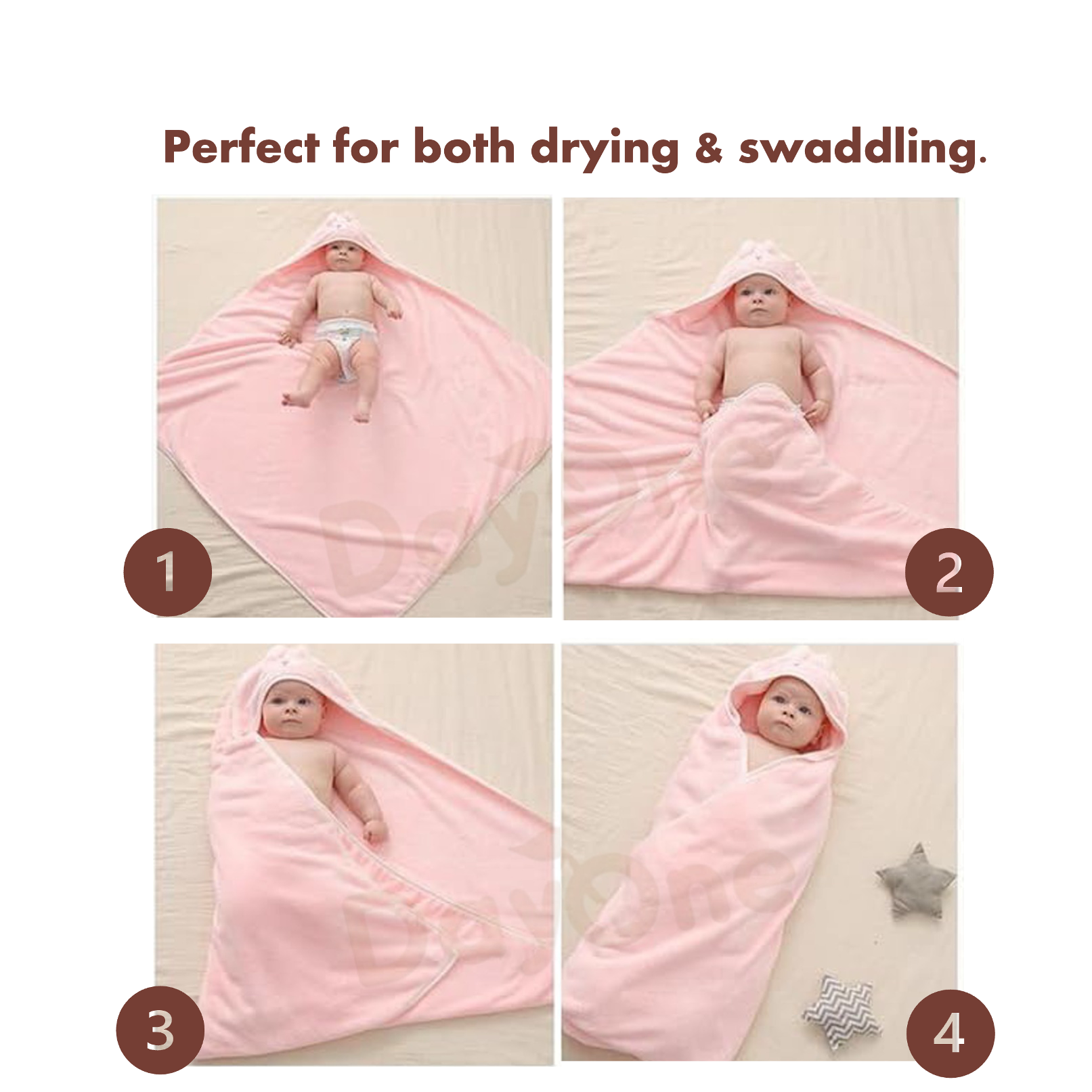 Day One 🍃 【0-1Y】Kids Hooded Towel Cute Cartoon Tuala Bertopi Bayi Kanak ...