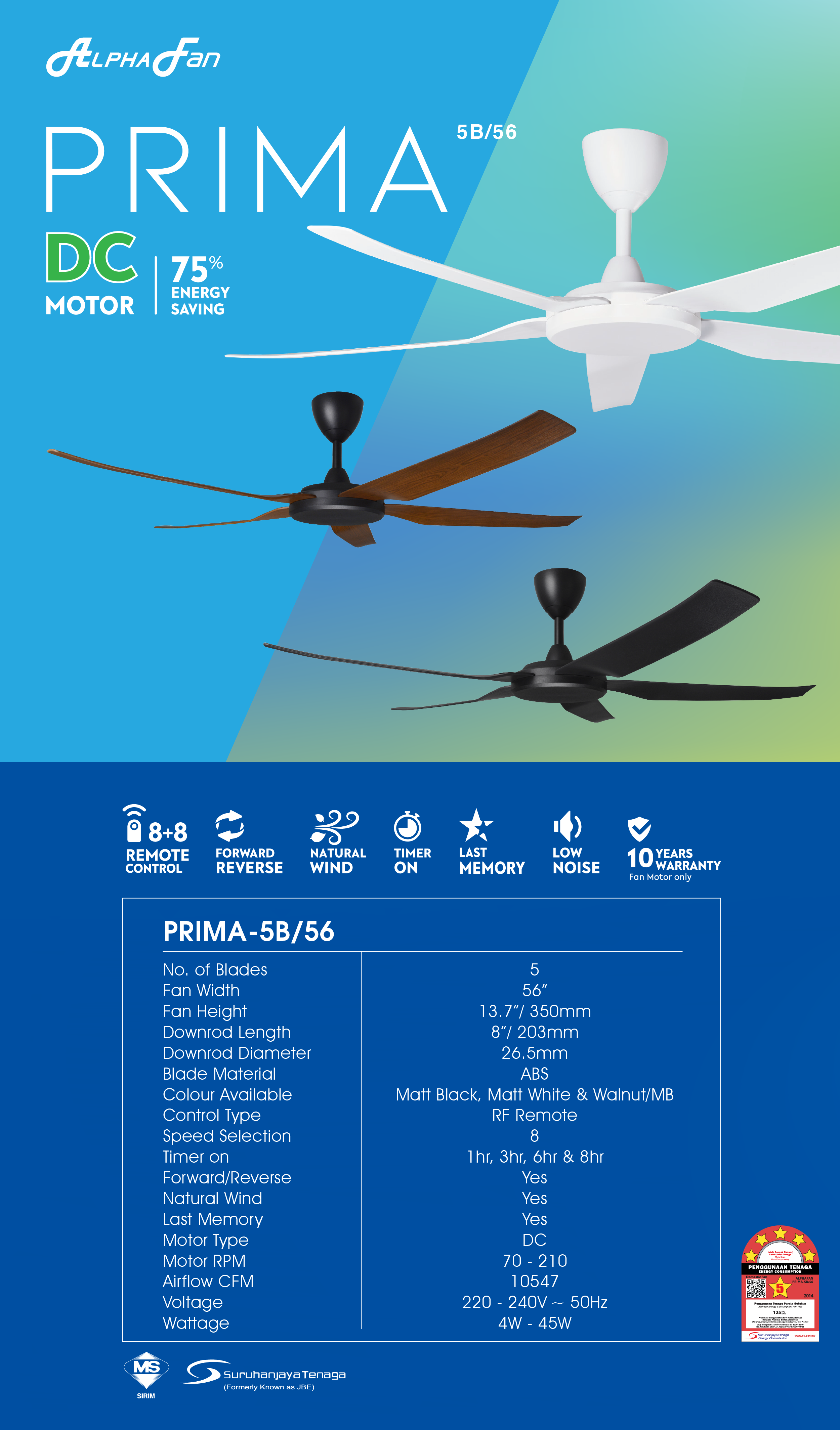 (FreeGift) Alpha | Prima LED | 40Inch | 56Inch | DC Motor | 8 Speed ...