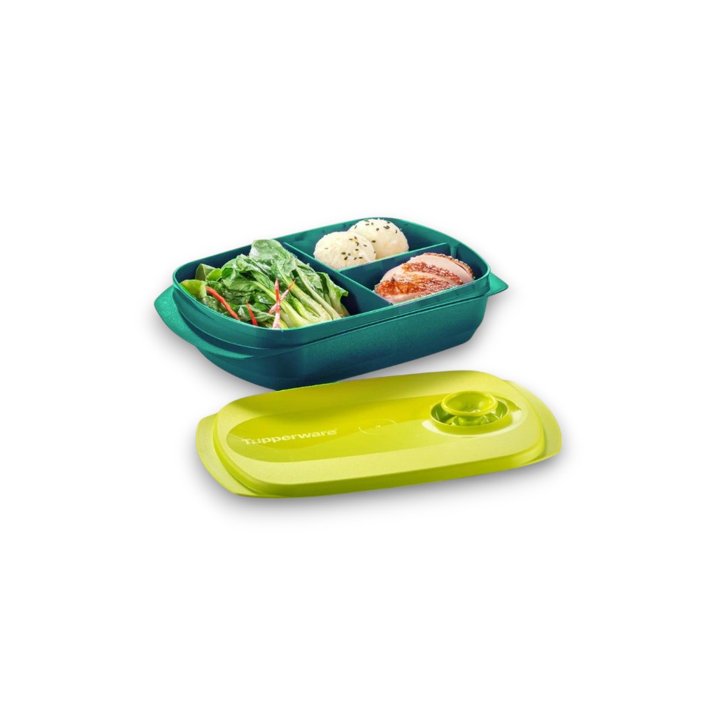 Tupperware On-The-Go Buddies(Reheatable Divided Dish 1+Bottle 1L Green ...