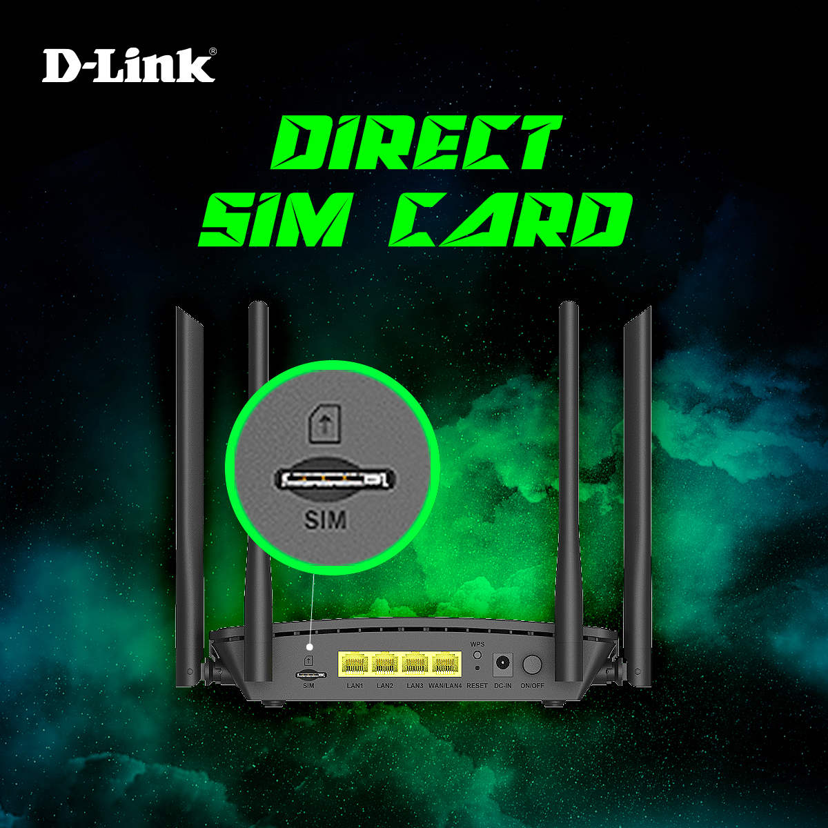 D-Link N300 4G LTE Sim Card Wireless Router build in VPN Client with 4 external antenna support ...
