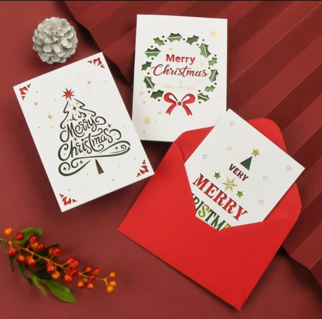 Kad Krismas 圣诞贺卡祝福卡镂空造型卡片 Greeting Card Christmas Card Wishes Card ...