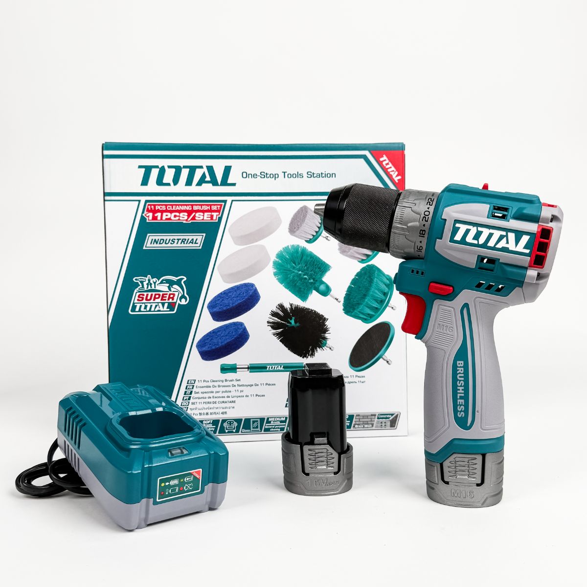 Total 16V Compact Brushless Drill (16V, 60NM, 13mm) with Metal Chuck ...
