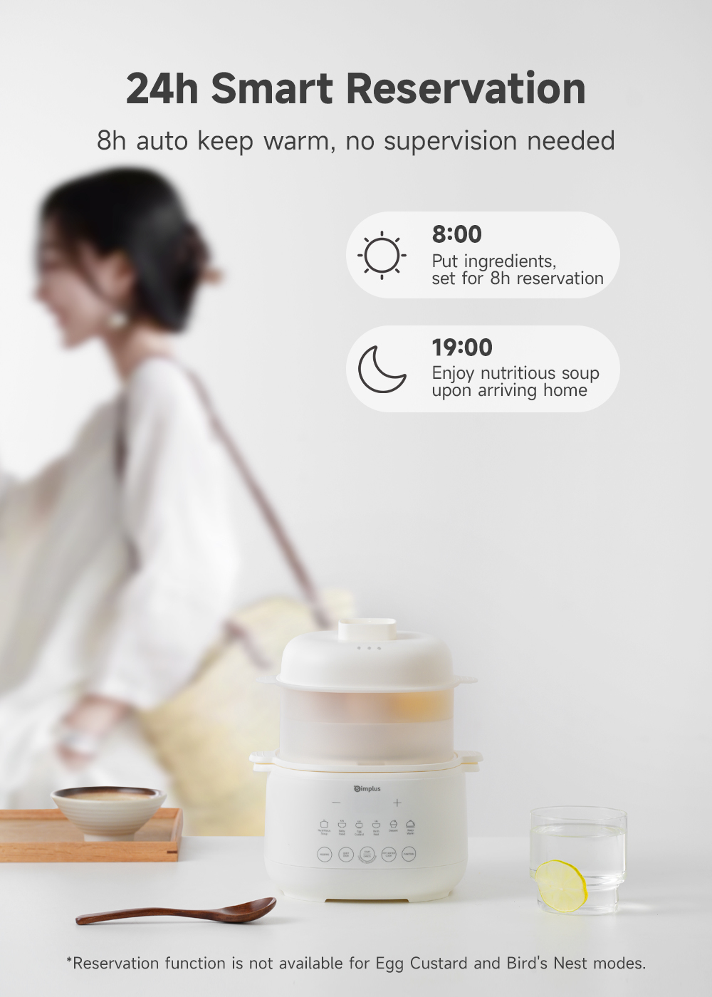 Simplus Electric Slow Cooker丨1L Stew Pot丨Double Boiling丨Smart Preset ...