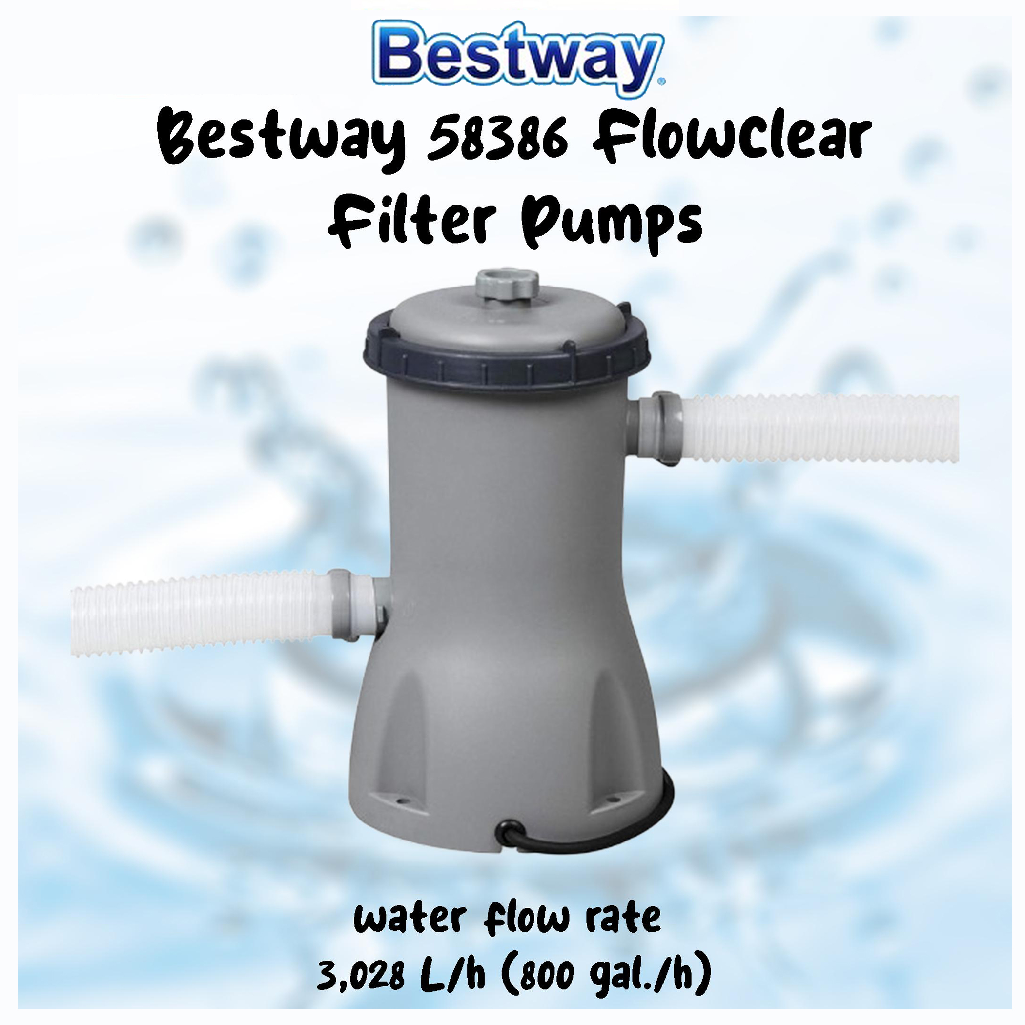 BESTWAY 3 Sizes Flow Clear Filter Pump 1100-8300L Water Circulate ...