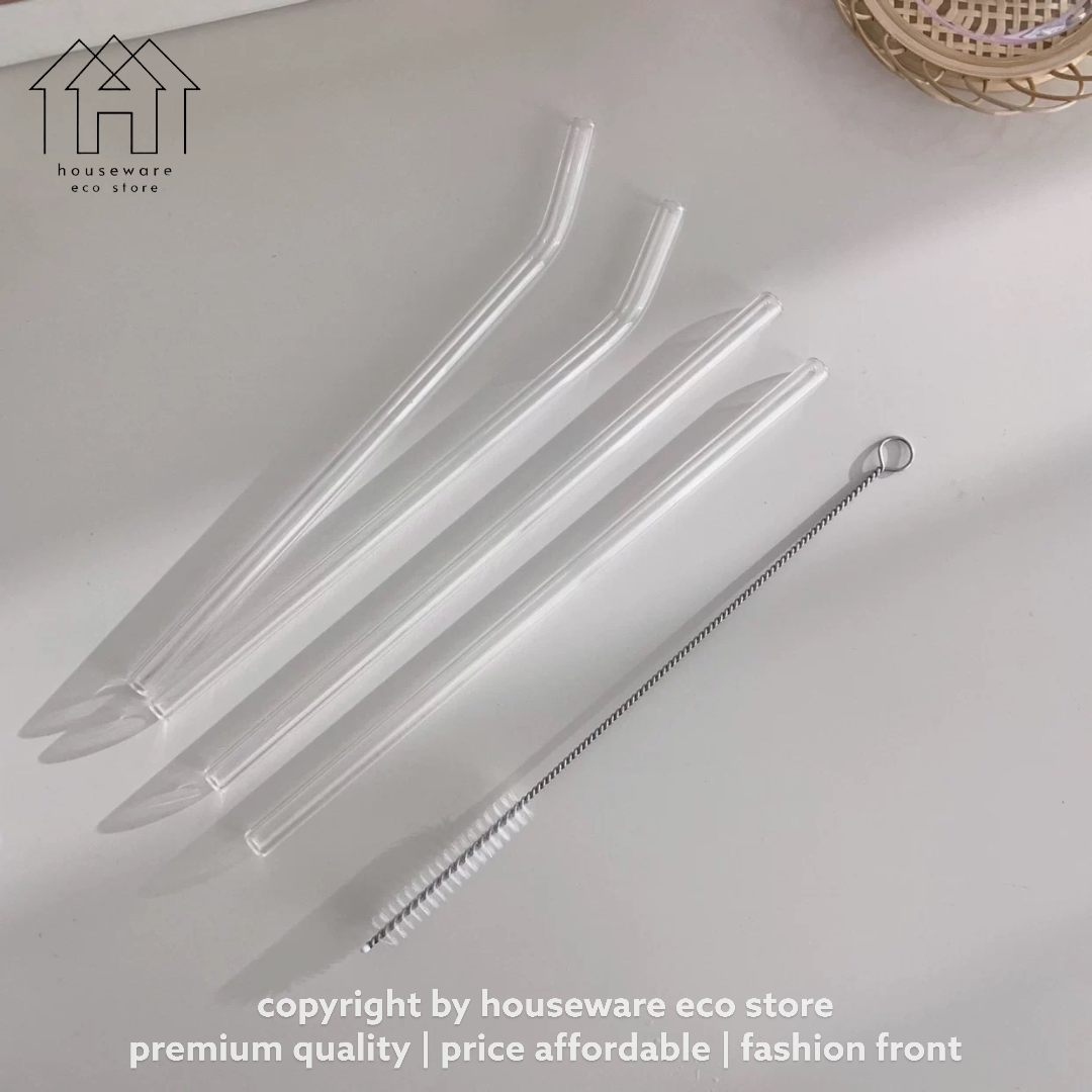20cm Eco Friendly Bent High Borosilicate Glass Straw Reusable Drinking ...