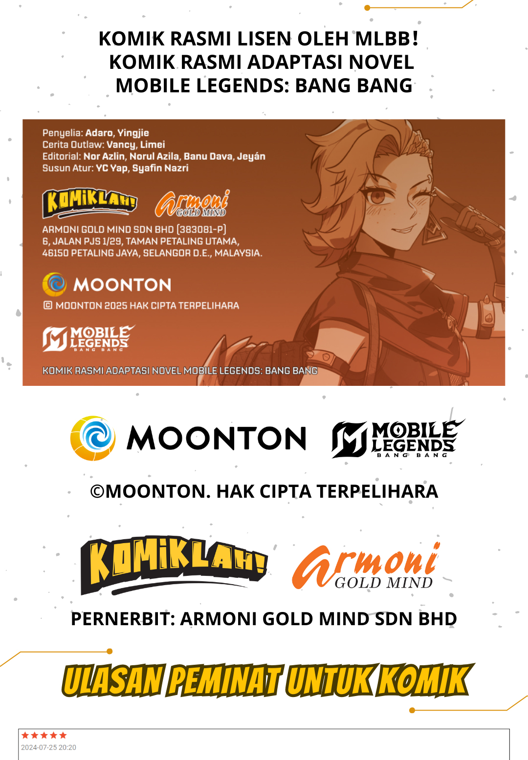 MLBB OFFICIAL COMIC BOOK OUTLAW PART 3 BUKU KOMIK RASMI MOBILE LEGENDS BANG BANG | Shopee Malaysia