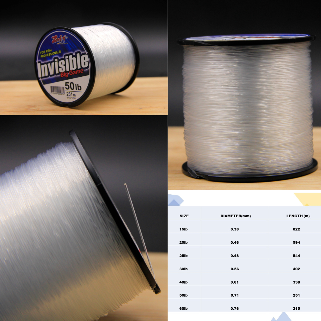 ZENITH INVISIBLE BIG GAME FISHING LINE Mancing Tali Tangsi Pancing Mono ...