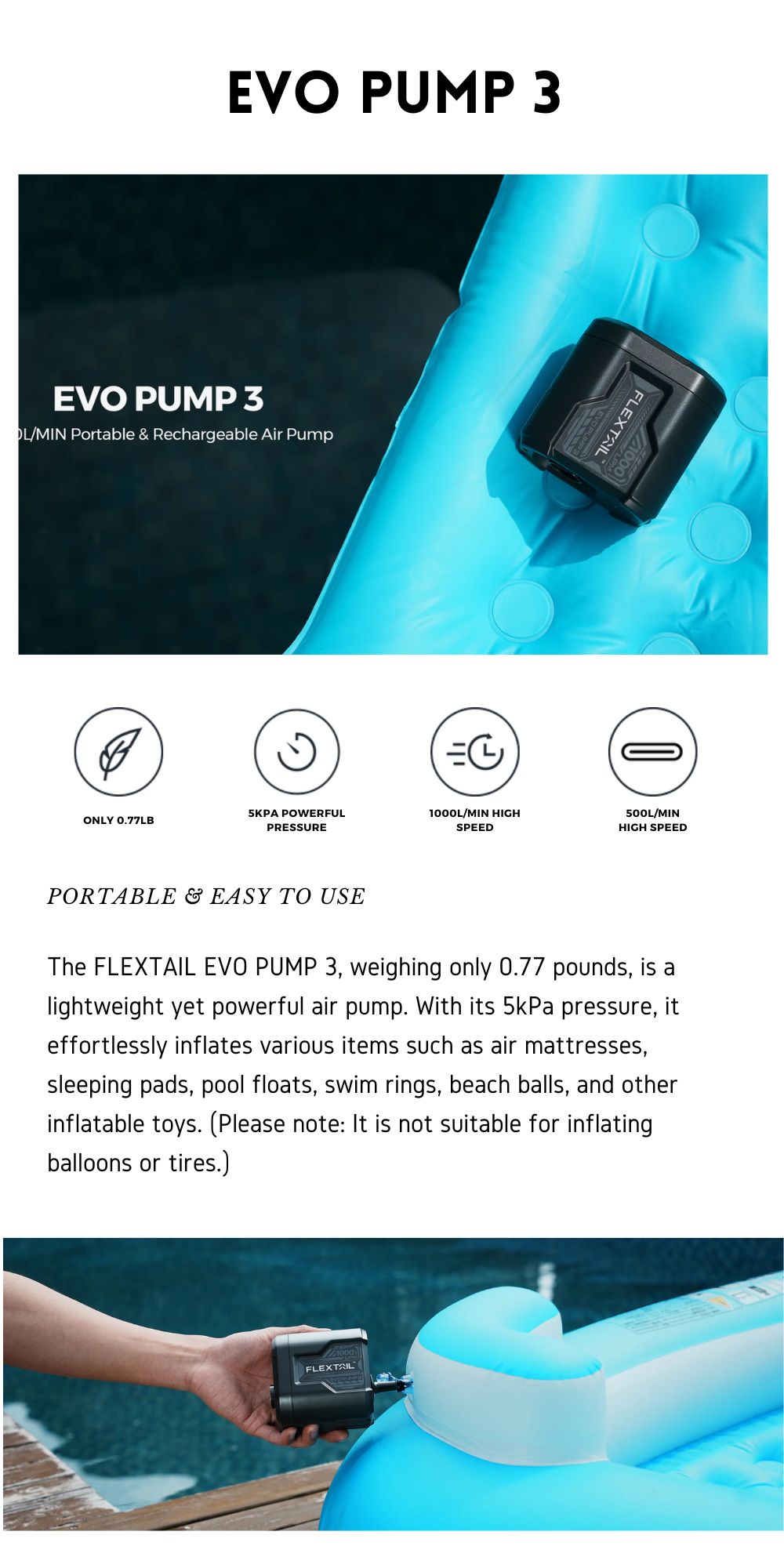 Flextail Evo Pump 3 The Next Generation of Home & Outdoor Battery Powered Air Pump | Shopee Malaysia