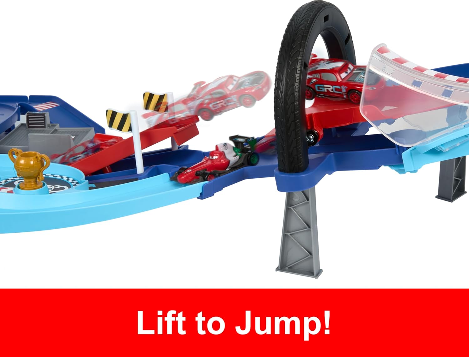 Disney And Pixar Cars GRC Jumping Raceway Playset With 2 Toy Vehicles ...