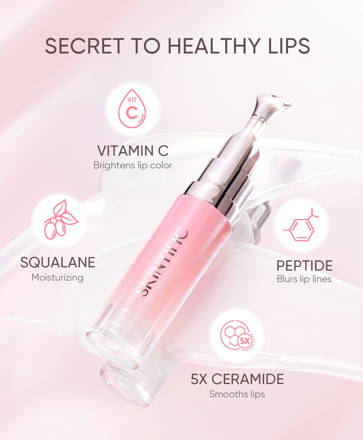 【BUY 1 FREE 1】SKINTIFIC Peptide Nourishing Lip Serum Brighten Even ...