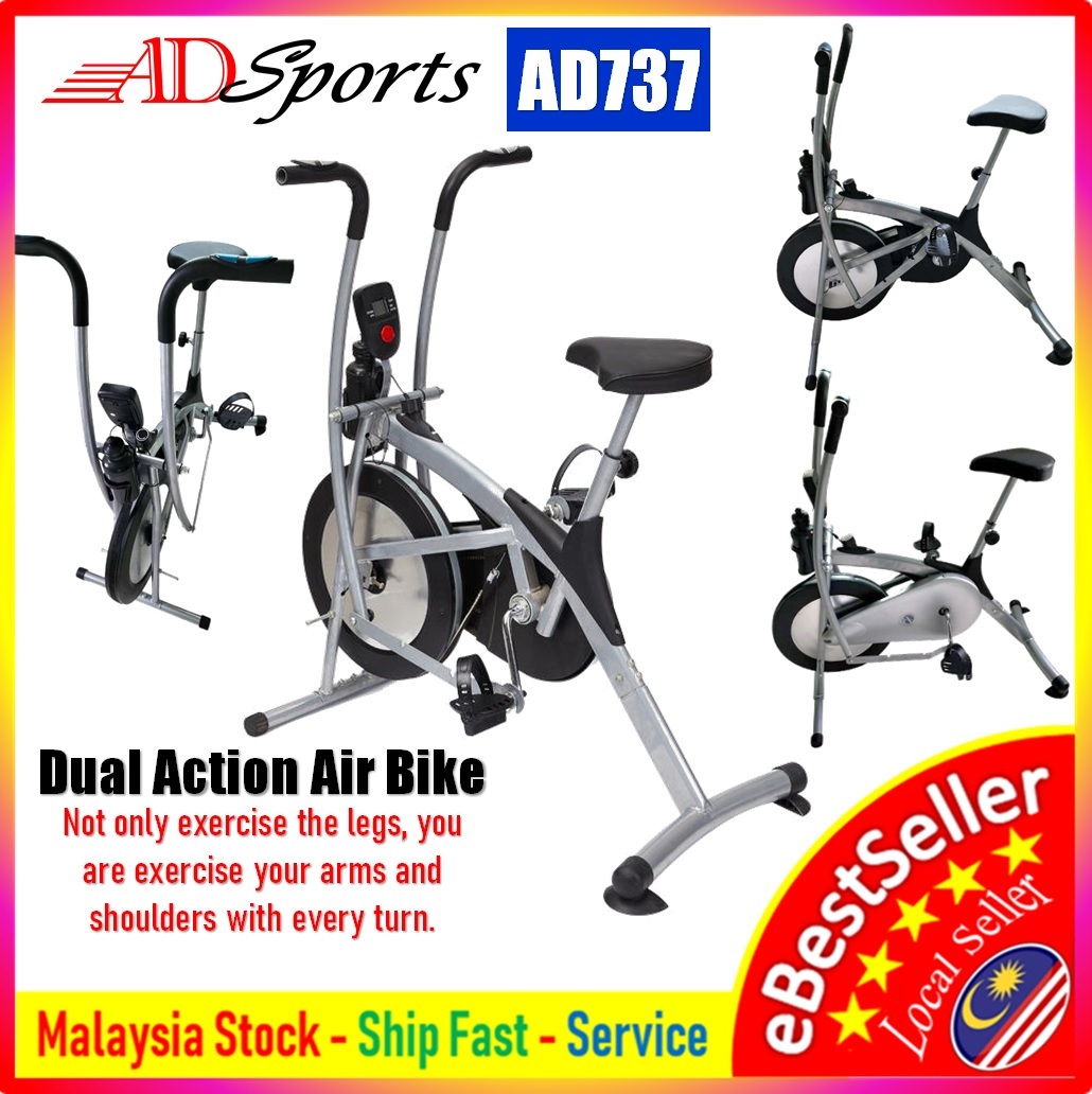 Dual Action Air Bike Upper & Lower Body Workout Indoor Cycles Exercise Bike Spinning Elliptical ...
