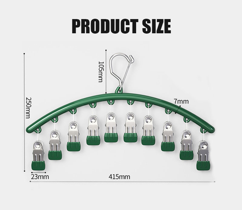 Stainless Steel 10 Clips Hanger for Sock Non-slip Clothing Hangers ...