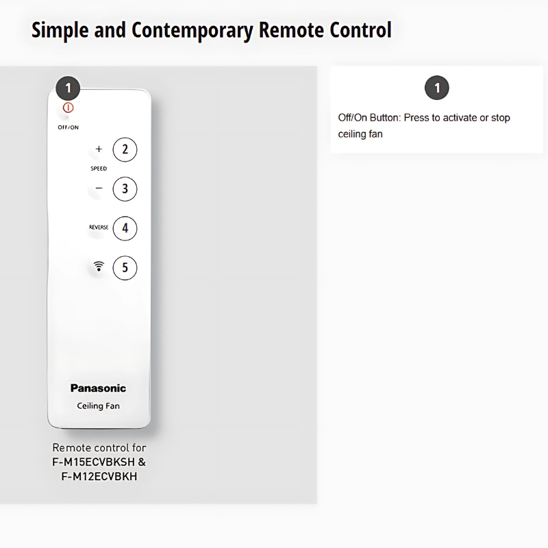 Panasonic F-M12ECVBKH 48” Ceiling Fan WiFi Control Remote Control Kipas ...