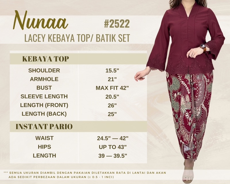 NUNAA LACEY KEBAYA SET BATIK BAJU RAYA 2025 READY STOCK | Shopee Malaysia