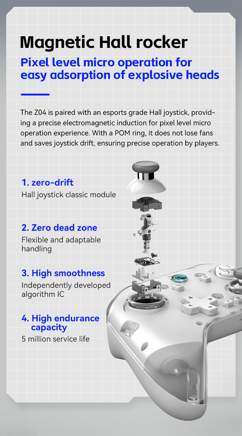 Z04 Wireless Gaming Gamepad Bluetooth Controller With Hall Joystick ...