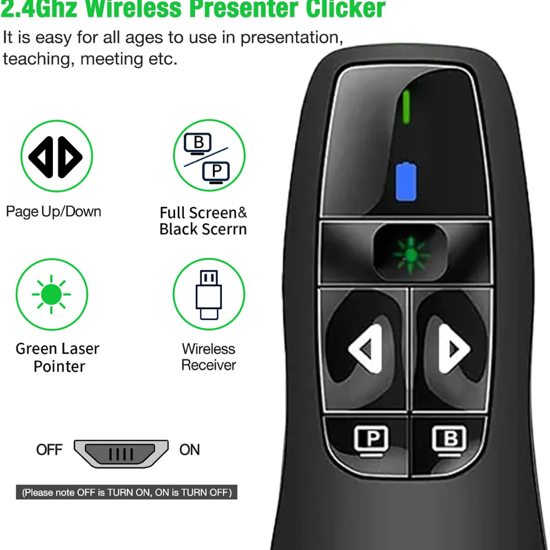 Glink 2.4Ghz Wireless Presenter With Laser Pointer Green Laser Wireless Presenter Pen | Shopee ...