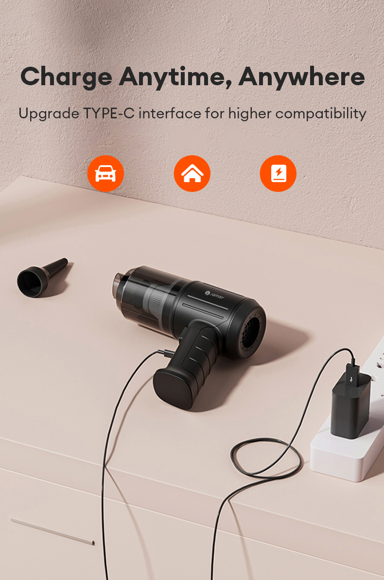 JAMAY Cordless Car Vacuum Cleaner 20000Pa Mini Blower Wireless Vacuum ...