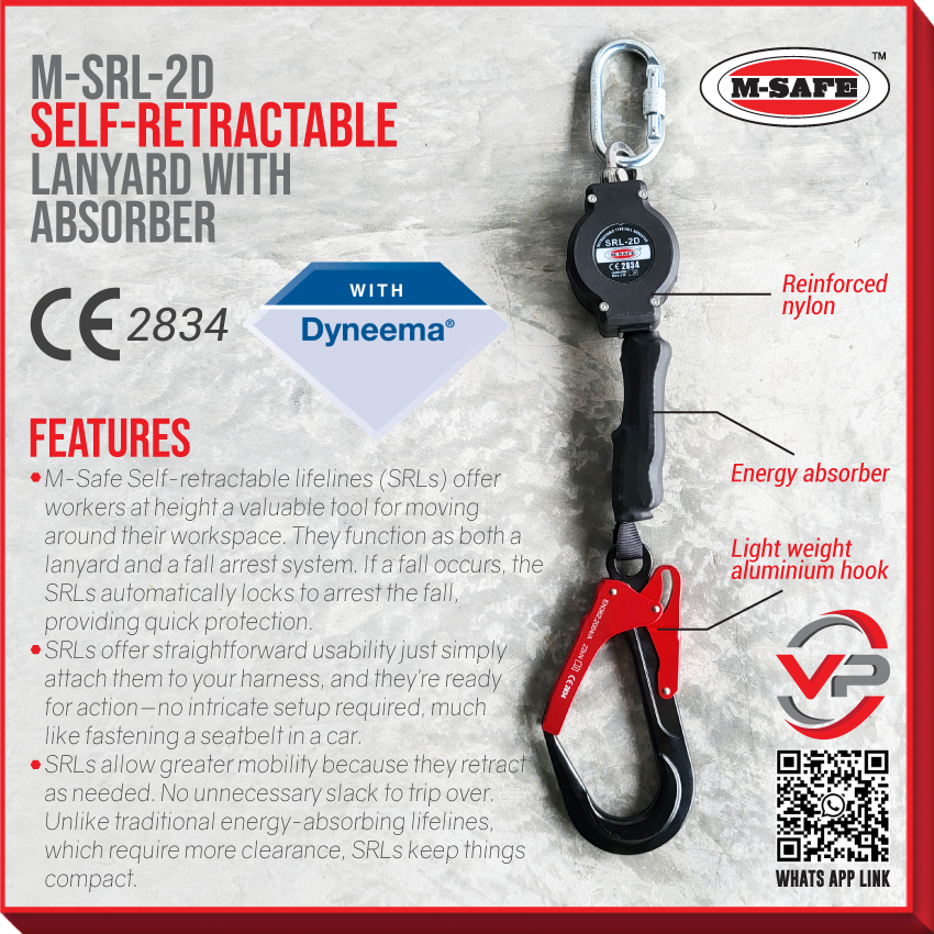 M-SRL-2D M-SAFE SELF-RETRACTABLE LANYARD W/ABSORBER LIFELINE FALL ...