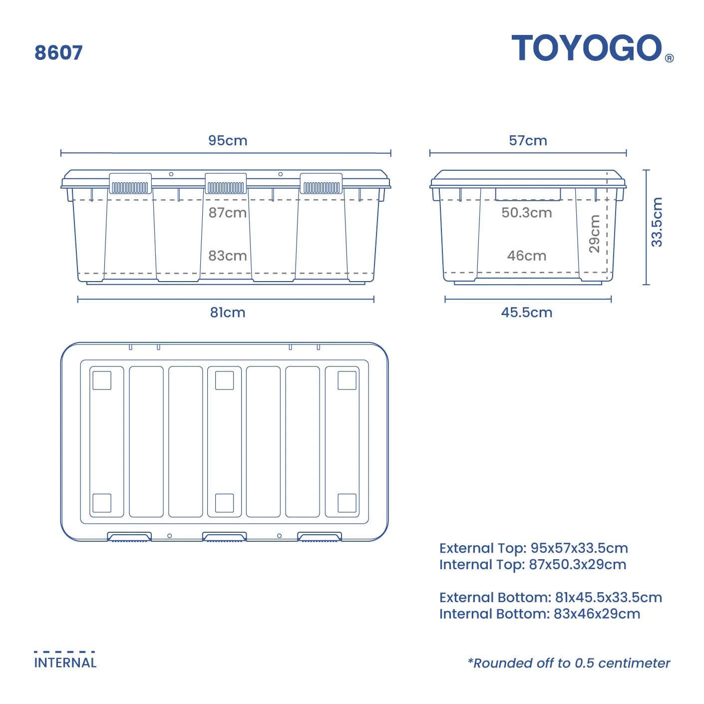 TOYOGO Rugged Storage Box with Clips 8607 (119L) [1 unit/2 units ...